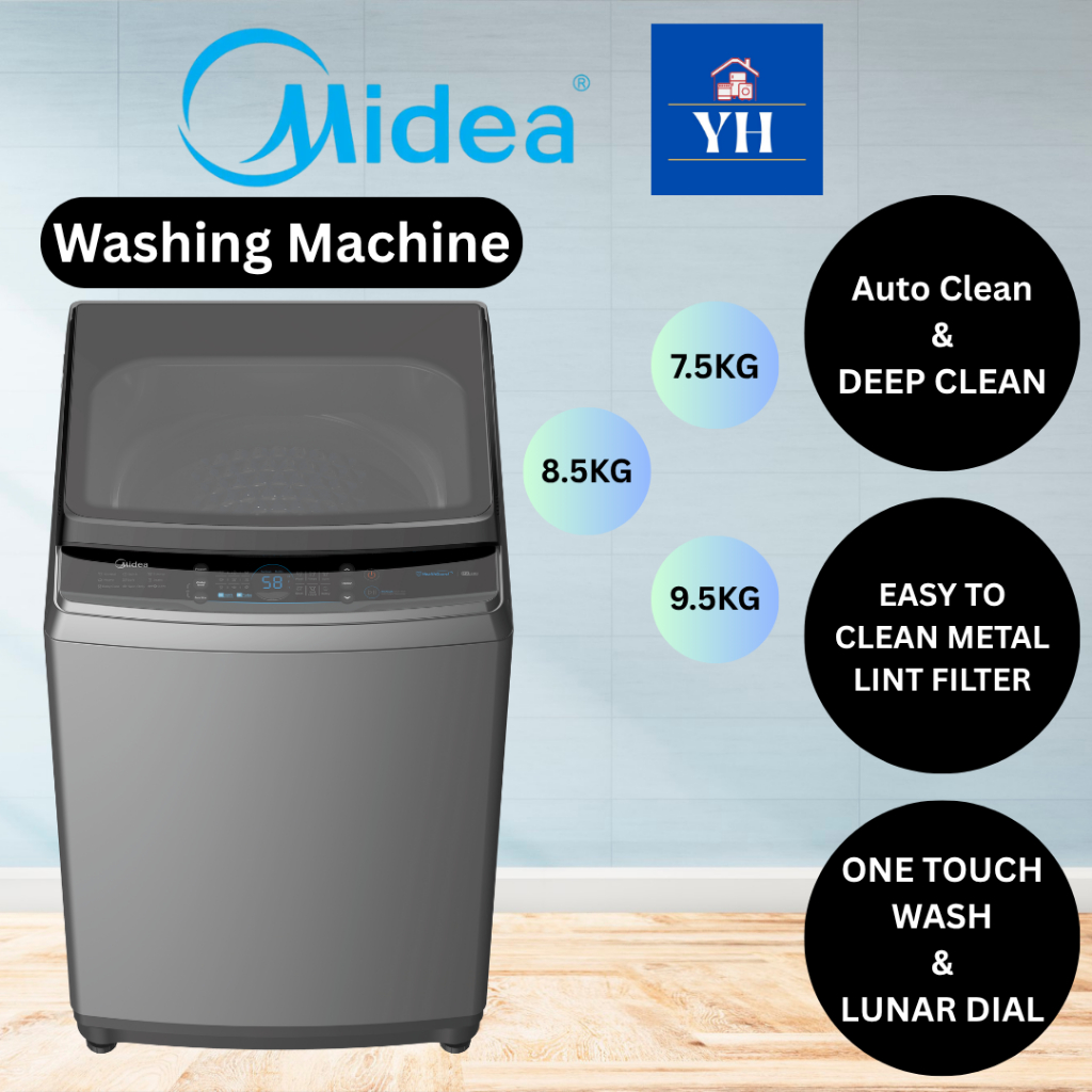 Midea 7.5kg/8.5kg/9.5kg Top Load Fully Auto Washing Machine MA200W75 ...