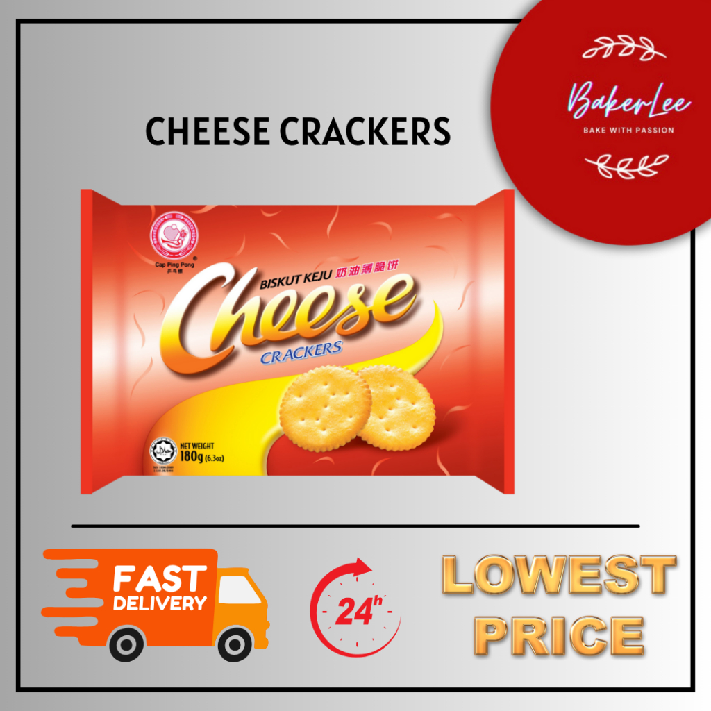 CHEESE FLAVOURED CRACKERS 180G BISKUT PERASA KEJU 奶油薄脆饼 CAP PING PONG ...