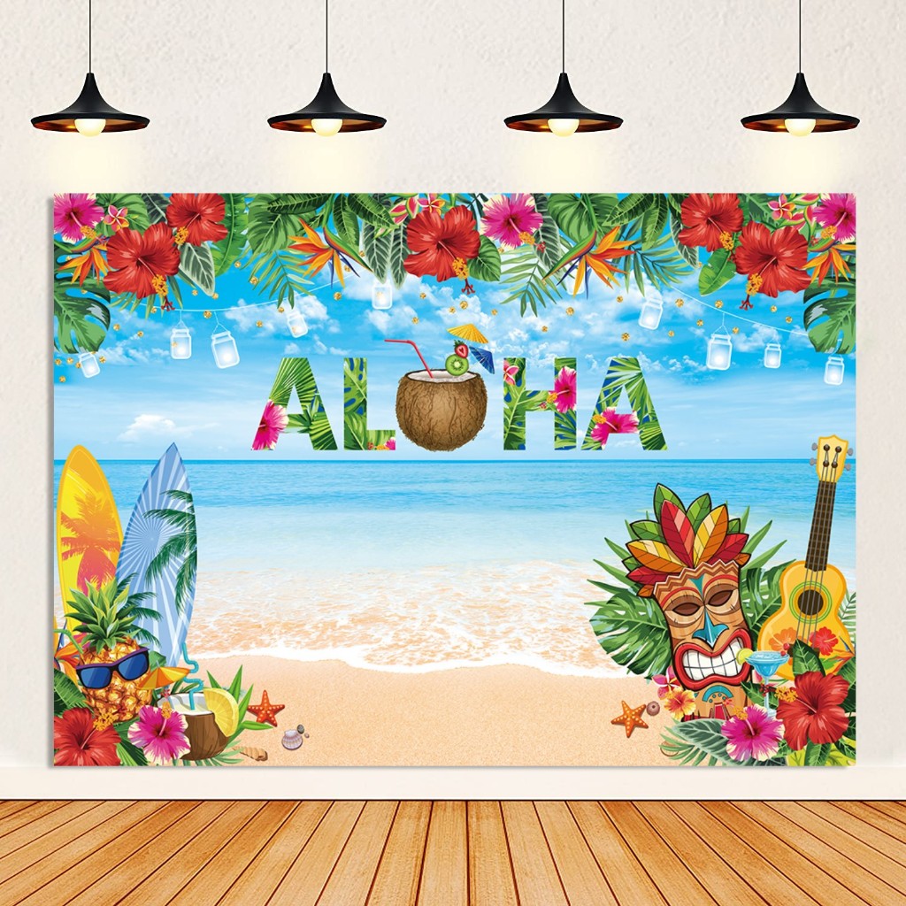 Summer Hawaii Beach Photography Backdrop Luau Aloha Birthday Party ...
