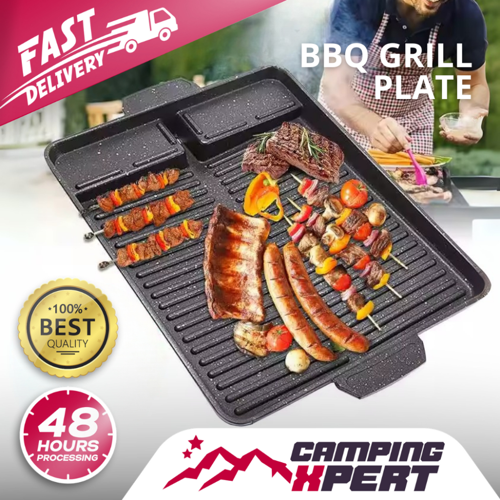 BBQ Plate Non-stick Barbecue Plate Grill Frying Baking Pan Outdoor ...