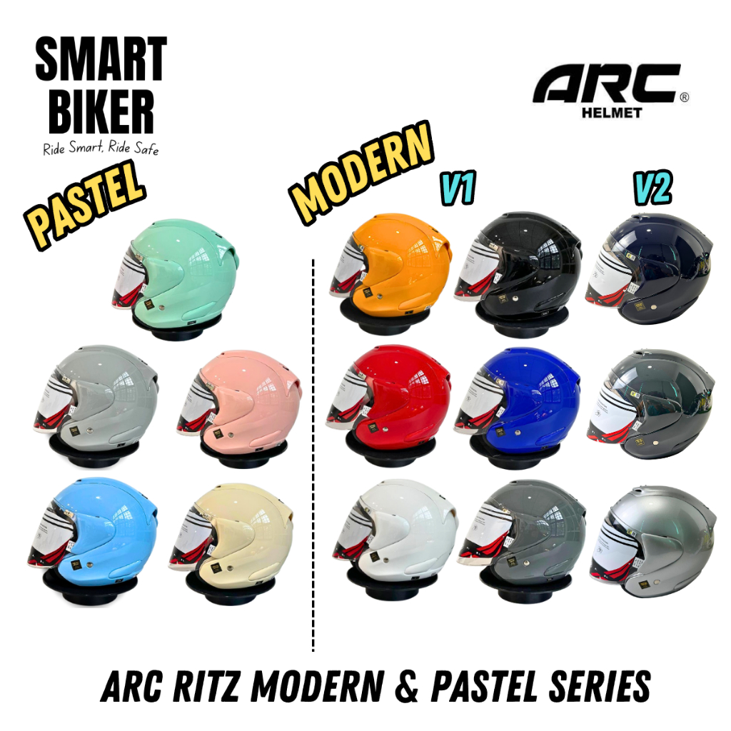 ARC Ritz Helmet Pastel & Modern V1 & V2 Series 100% Original Motorcycle ...