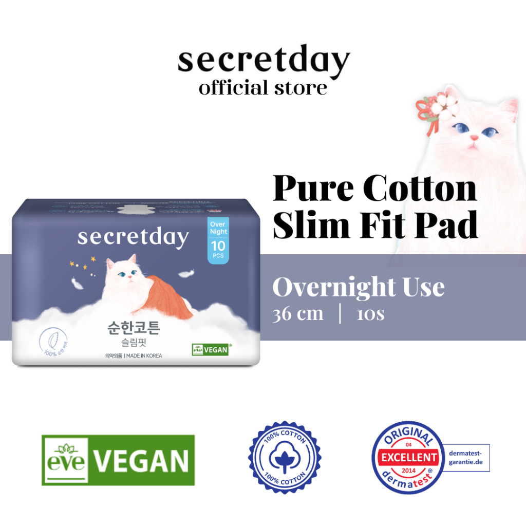 SECRETDAY Pure Cotton Slim-Fit Overnight 36cm 10s | Ultra Soft & Slim ...