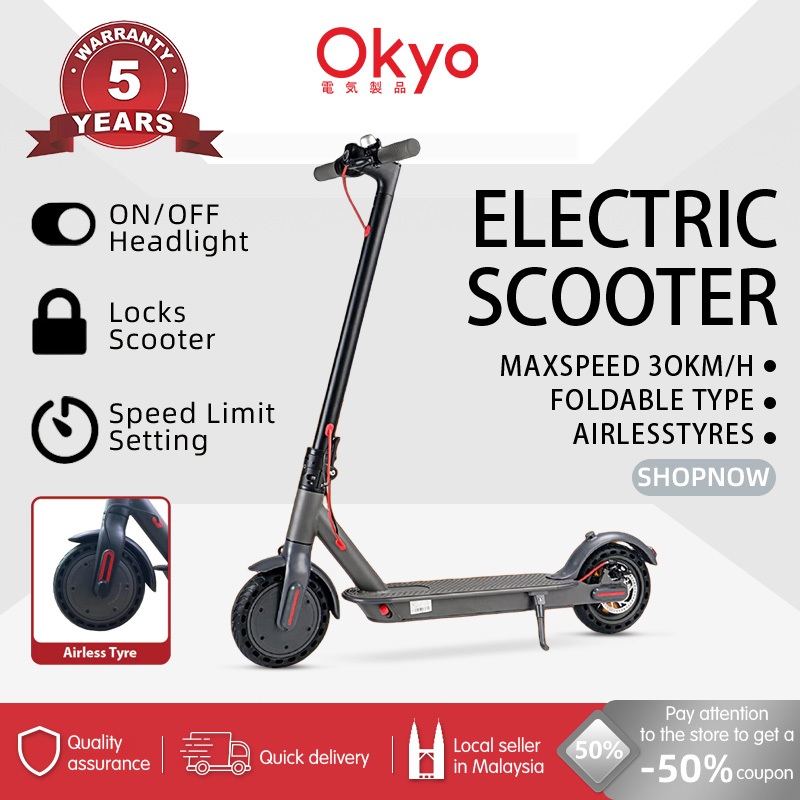 OKYO Scooter Electric Skuter Elektrik Foldable & Adjustable Scooter ...