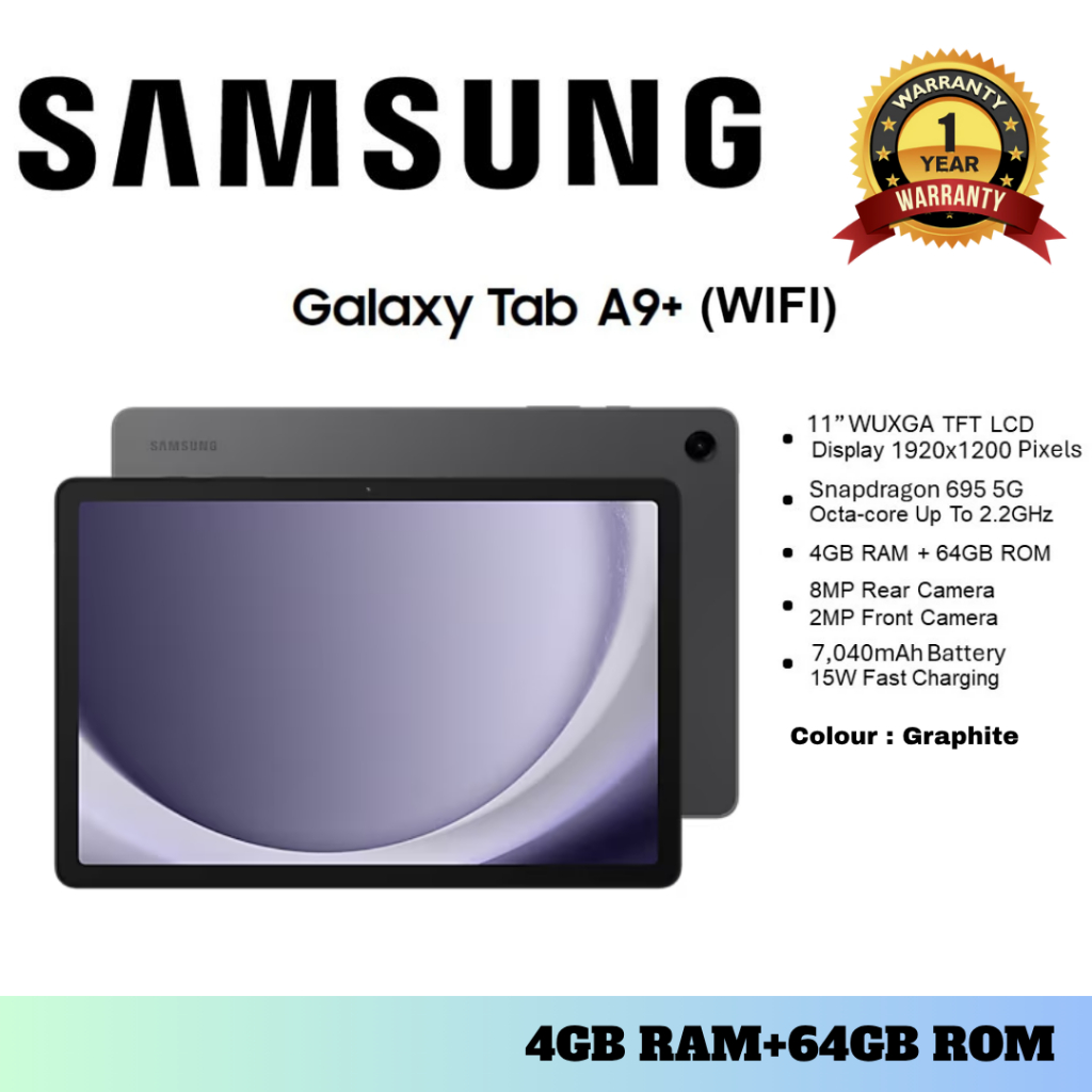 Samsung Galaxy Tab A9+ WIFI (X210) 4GB RAM + 64GM ROM - 11"inch I 8MP Camera | Shopee Malaysia