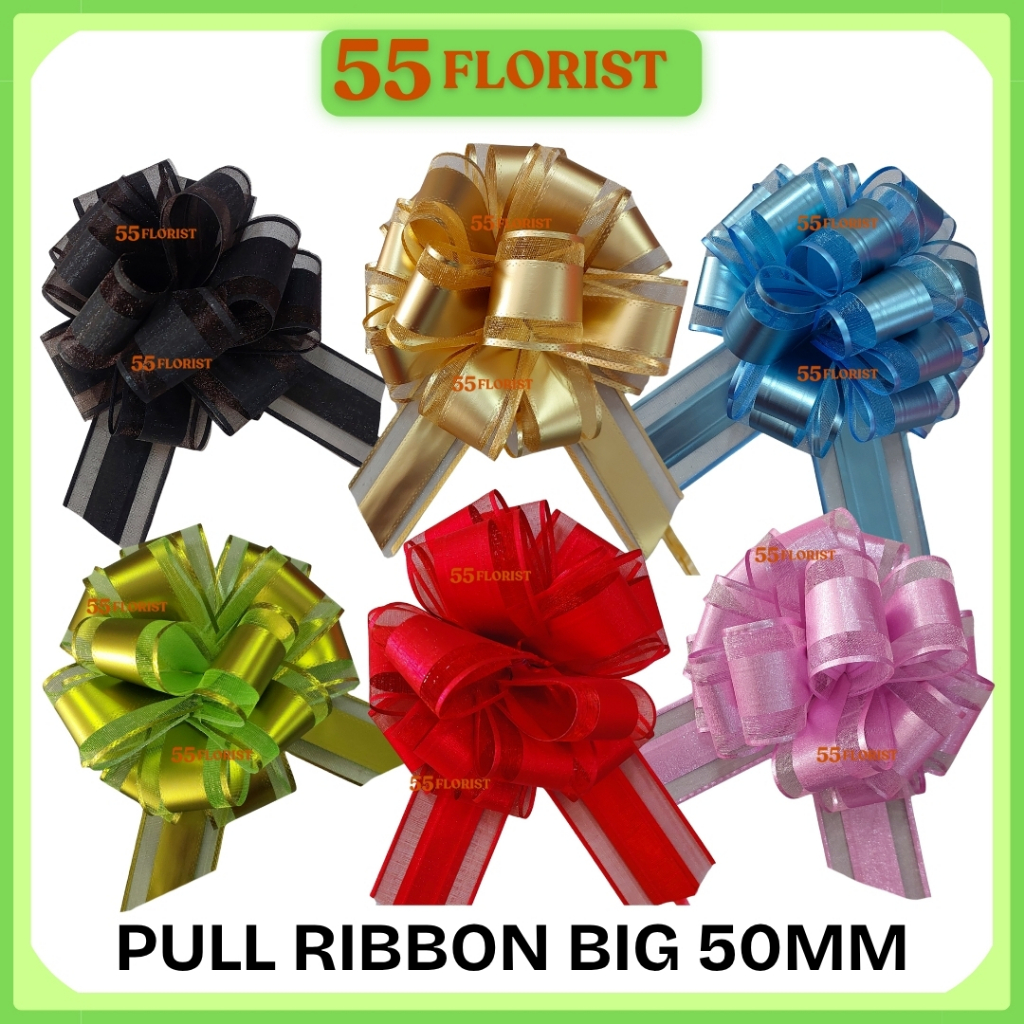 50MM BIG PULL RIBBON BOW RIBEN TARIK BESAR REBEN DOORGIFT HAMPER PARTY ...