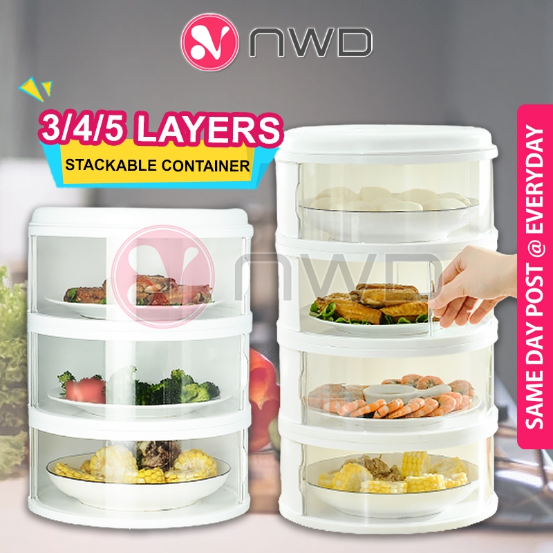 𝟱 𝗟𝗔𝗬𝗘𝗥 》 Food Cover Transparent Stackable Insulation Dish Dustproof ...