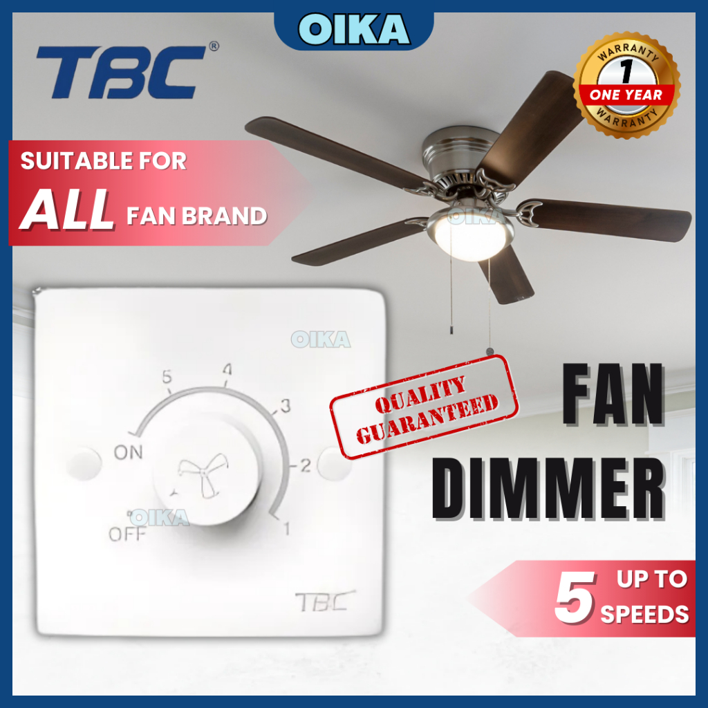 [1 YEAR WARRANTY] TBC Fan Dimmer 5 Speed Fan Speed Regulator Ceiling ...