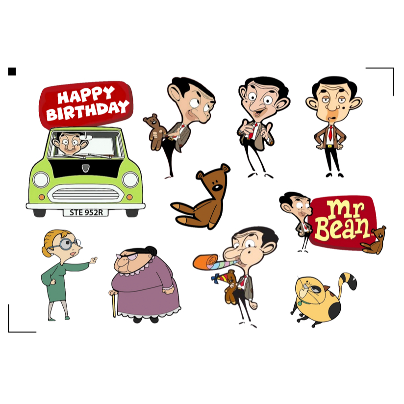 Mr Bean Happy Birthday Decoration Set Cake Topper for Birthday Cake ...