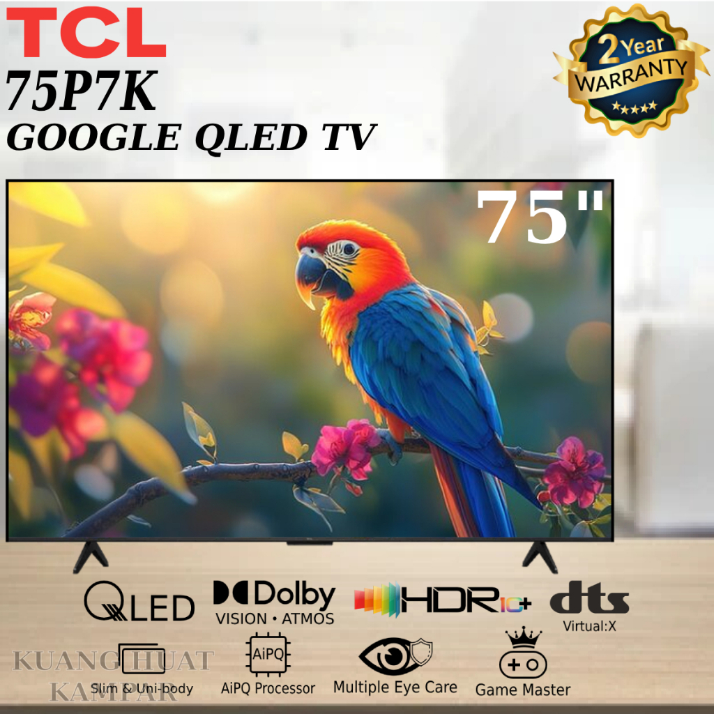 [NEW MODEL] TCL 75" QLED 4K GOOGLE TV 75P7K // 4TC70DK1X | Shopee Malaysia
