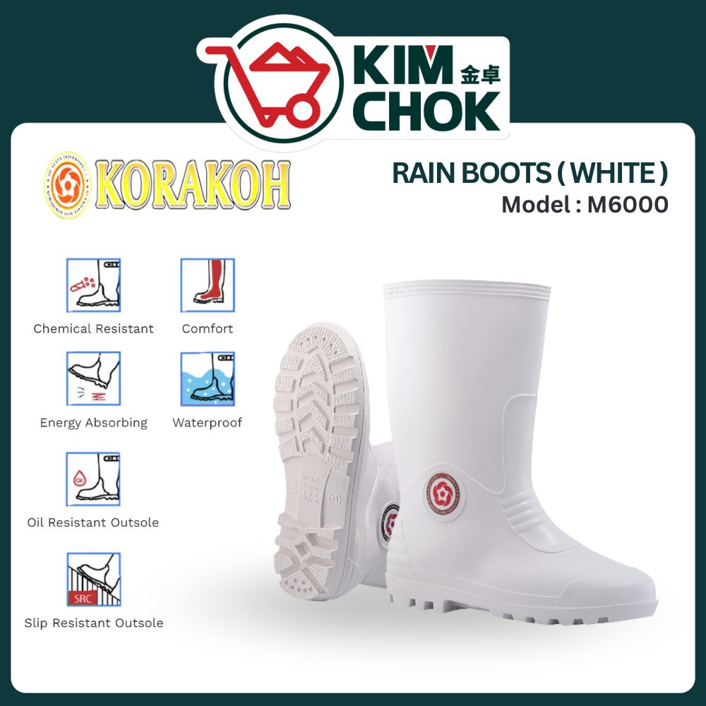 KORAKOH PVC White Rain Boot ( M6000 ) Kasut Boot Getah | Kasut Safety ...