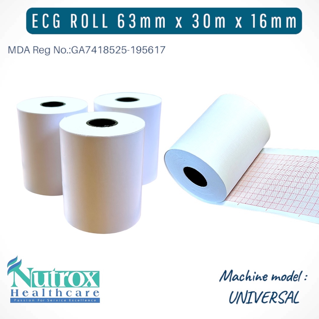 ECG Roll Paper 63mm x 30m x 16mm (1 Roll) ECG Paper for UNIVERSAL ECG ...