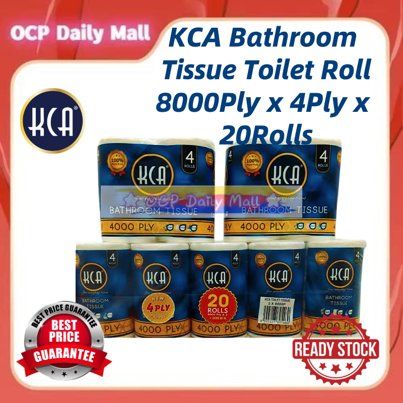 KCA Toilet paper Bathroom Tissue (8000ply X 4Ply X 20 Rolls ) Premium ...