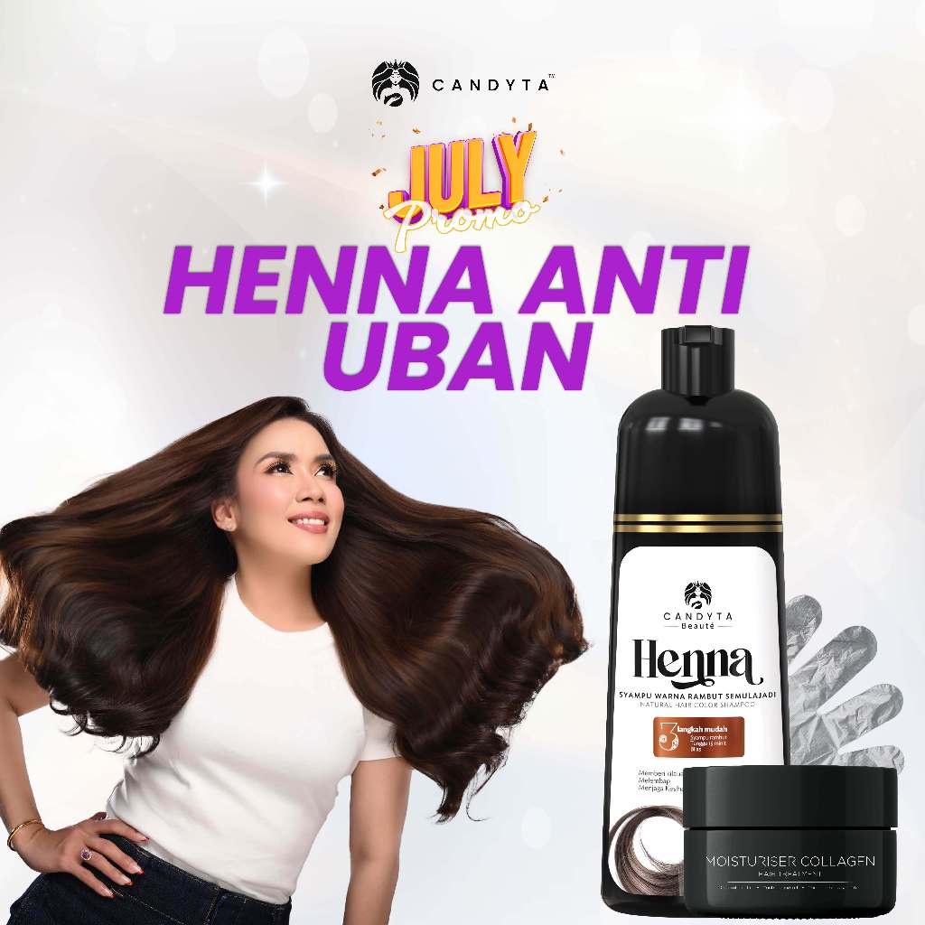 CANDYTA SALE HENNA ANTI UBAN Inai Rambut Beruban Hair Color Shampoo PAK ...