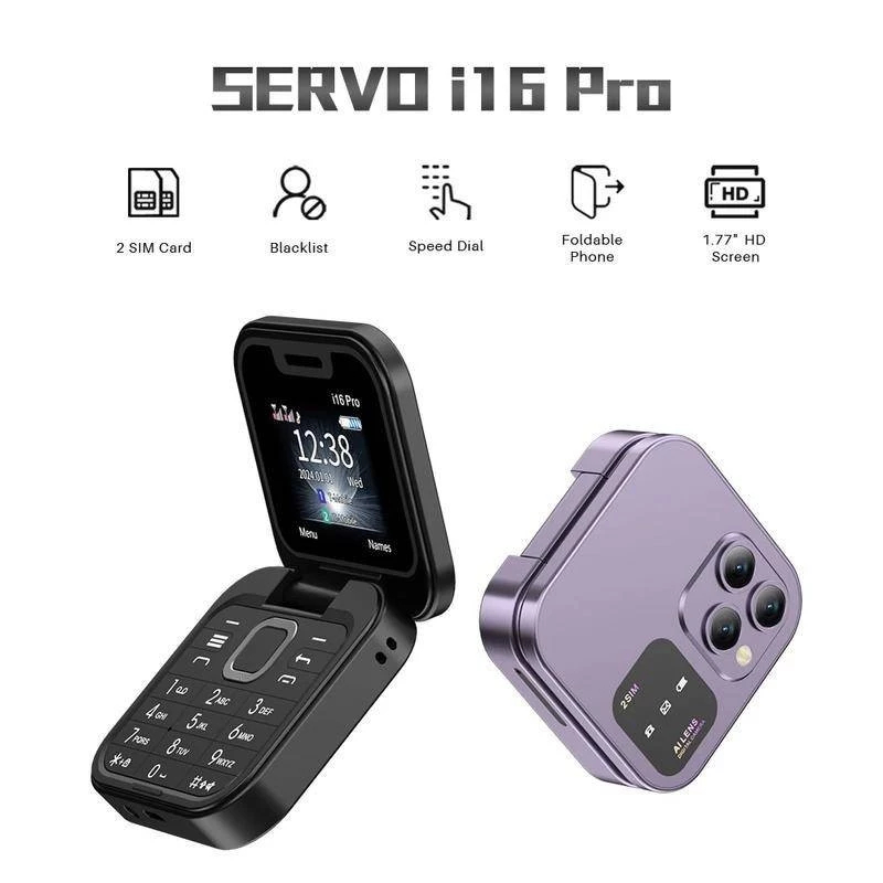 Folding cell phone servo i16 Pro MIni Fold Mobile Phone 2G GSM Dual SIM ...