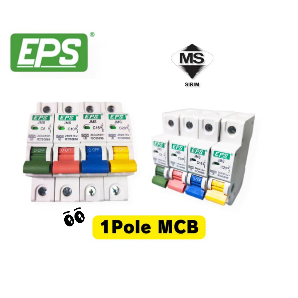EPS 1POLE MCB (6KA) 6A/10/16A/20A/32A/40A/63A Miniature Circuit Breaker ...