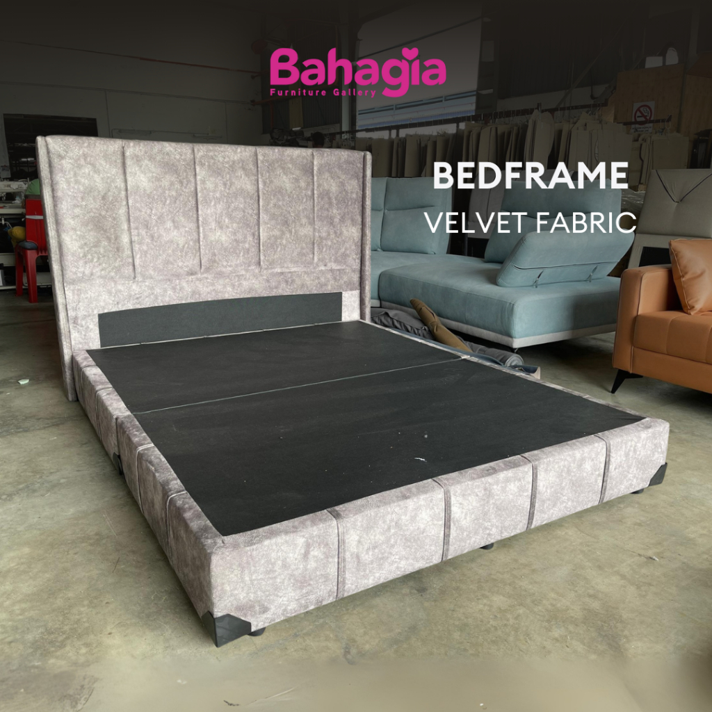 Free Install Bahagia Alys Fabric Bedframe ~ Katil ~ Bedroom ~ Grey ...
