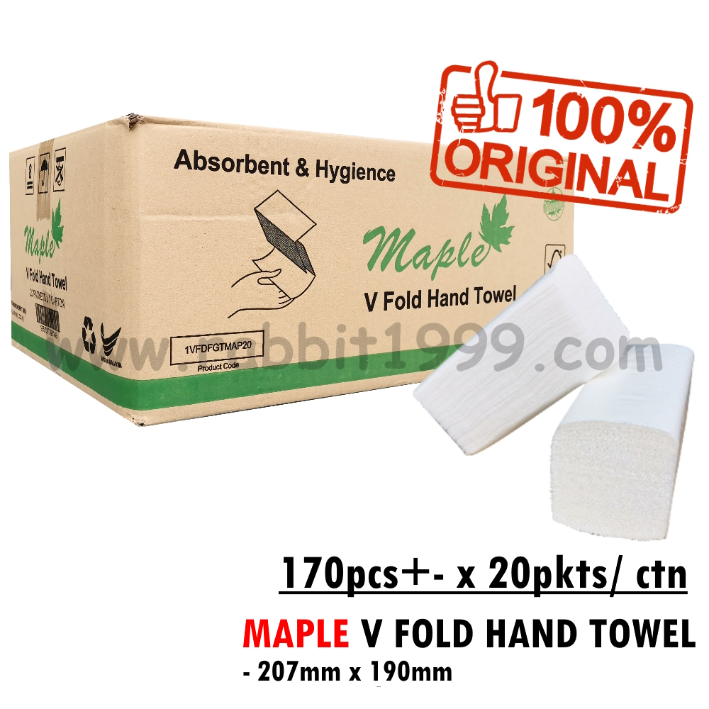 MAPLE V FOLD HAND TOWEL - 20 x 170pcs+-/ ctn - interfold hand towel / m ...