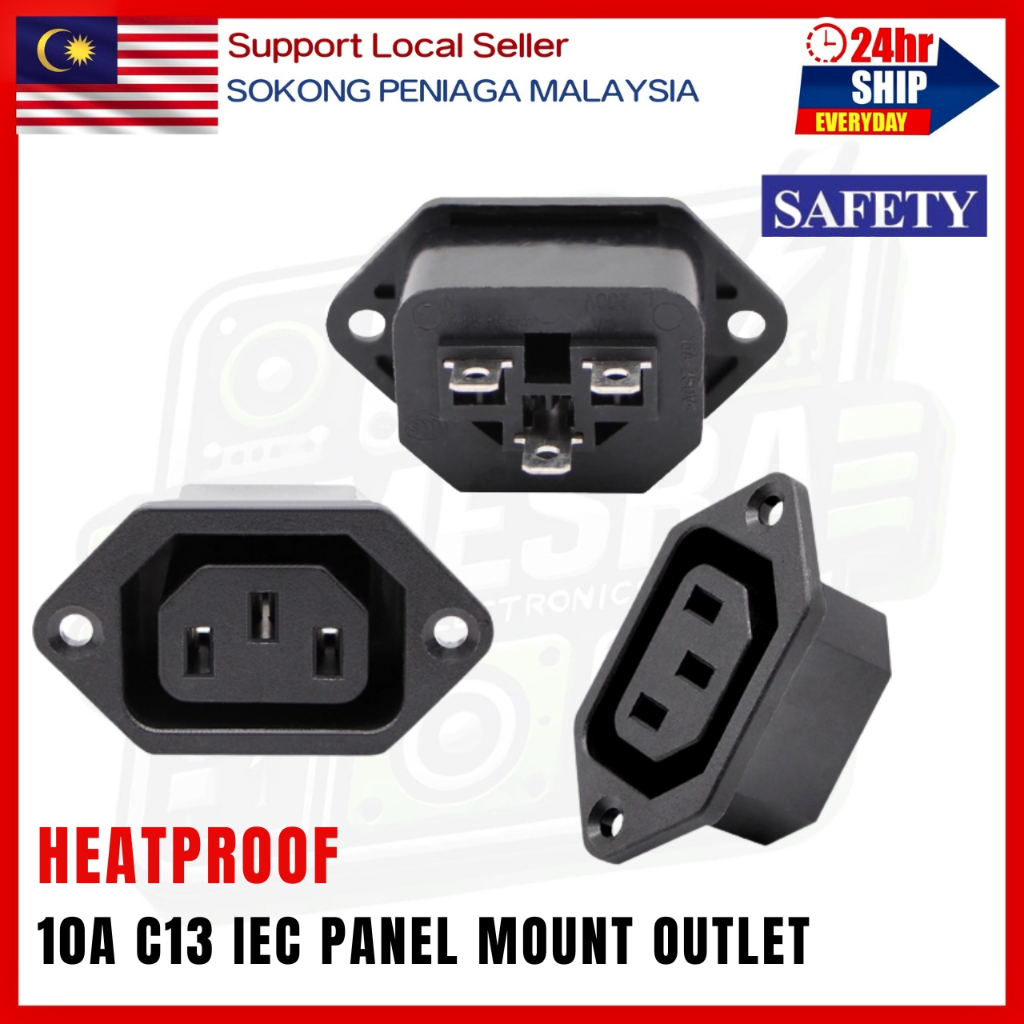 Heavy Duty IEC C13 10A 250V Panel Mount Power Outlet – High Heat ...