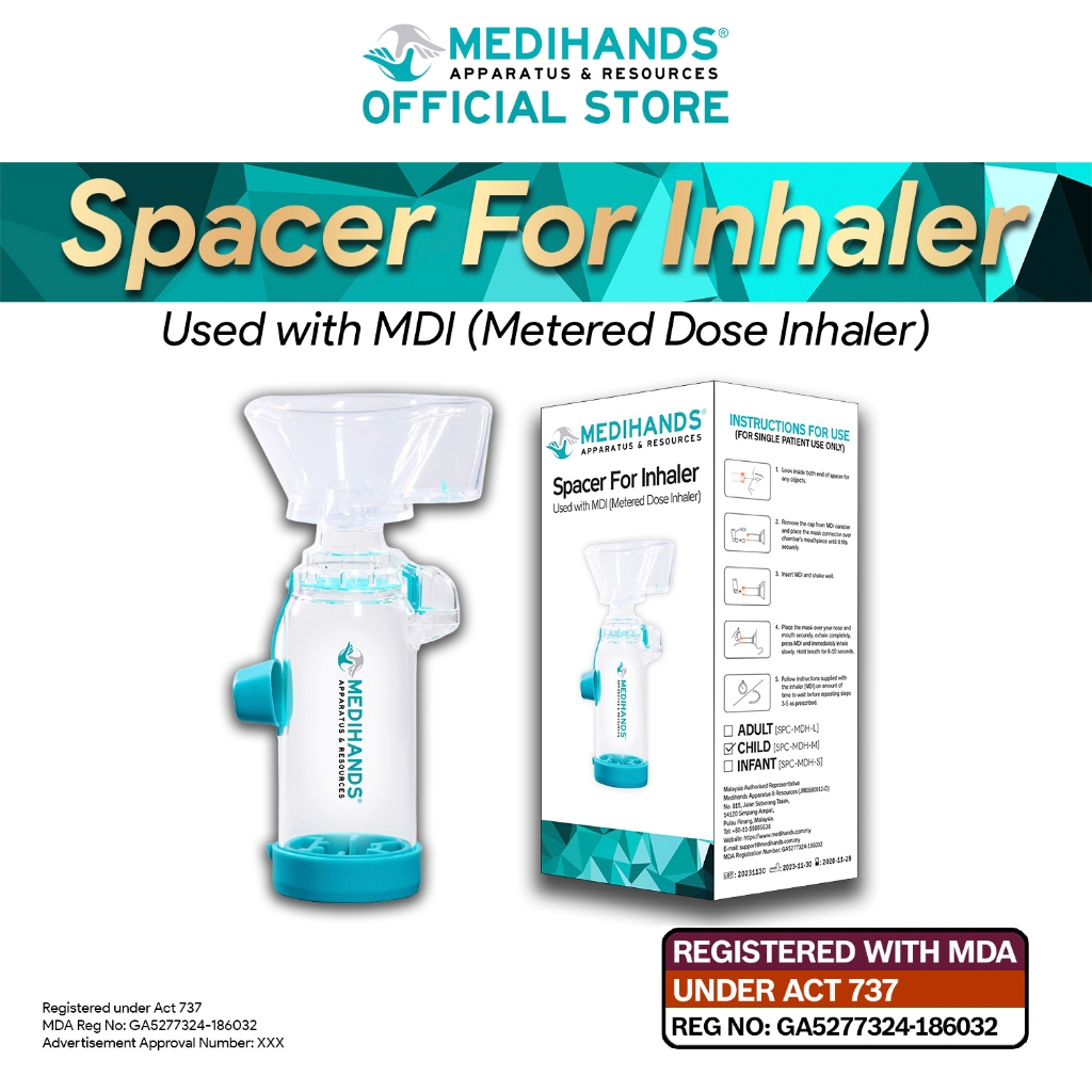 Medihands Spacer For Inhaler - Used With MDI (Metered Dose Inhaler) For ...