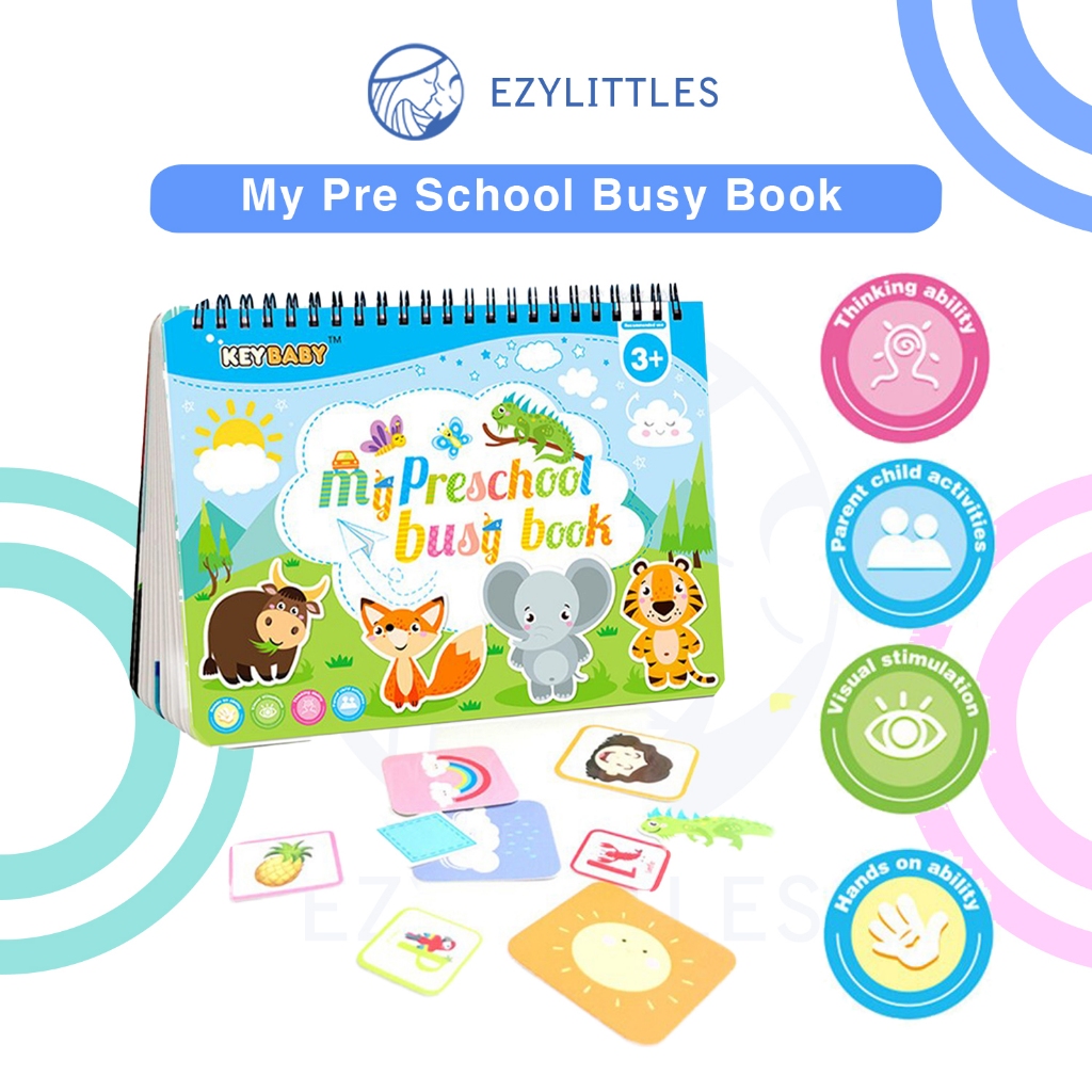 KEYBABY English Montessori Quiet Book Toy Paper Velcro Sticker Book ...