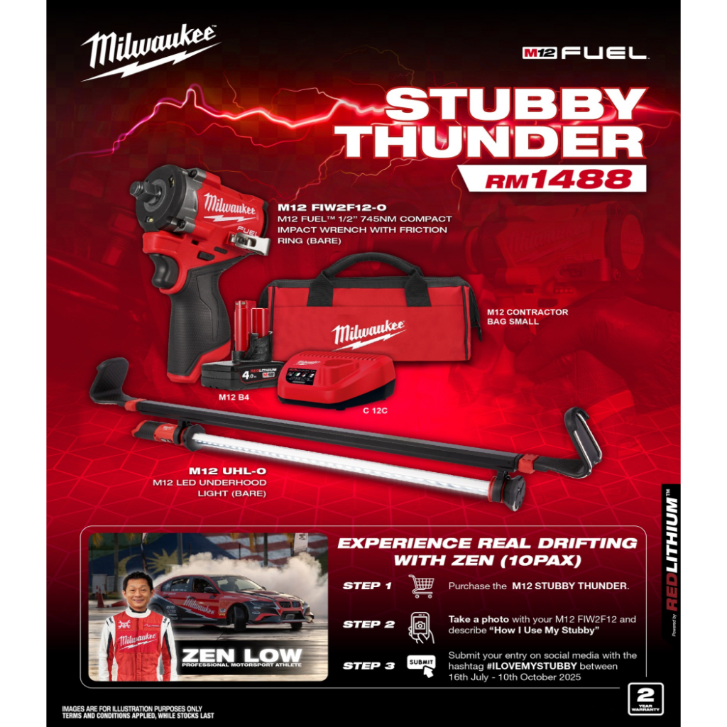 Milwaukee M12 Stubby Thunder Combo - M12 FIW2F12 / M12 UHL | Shopee ...