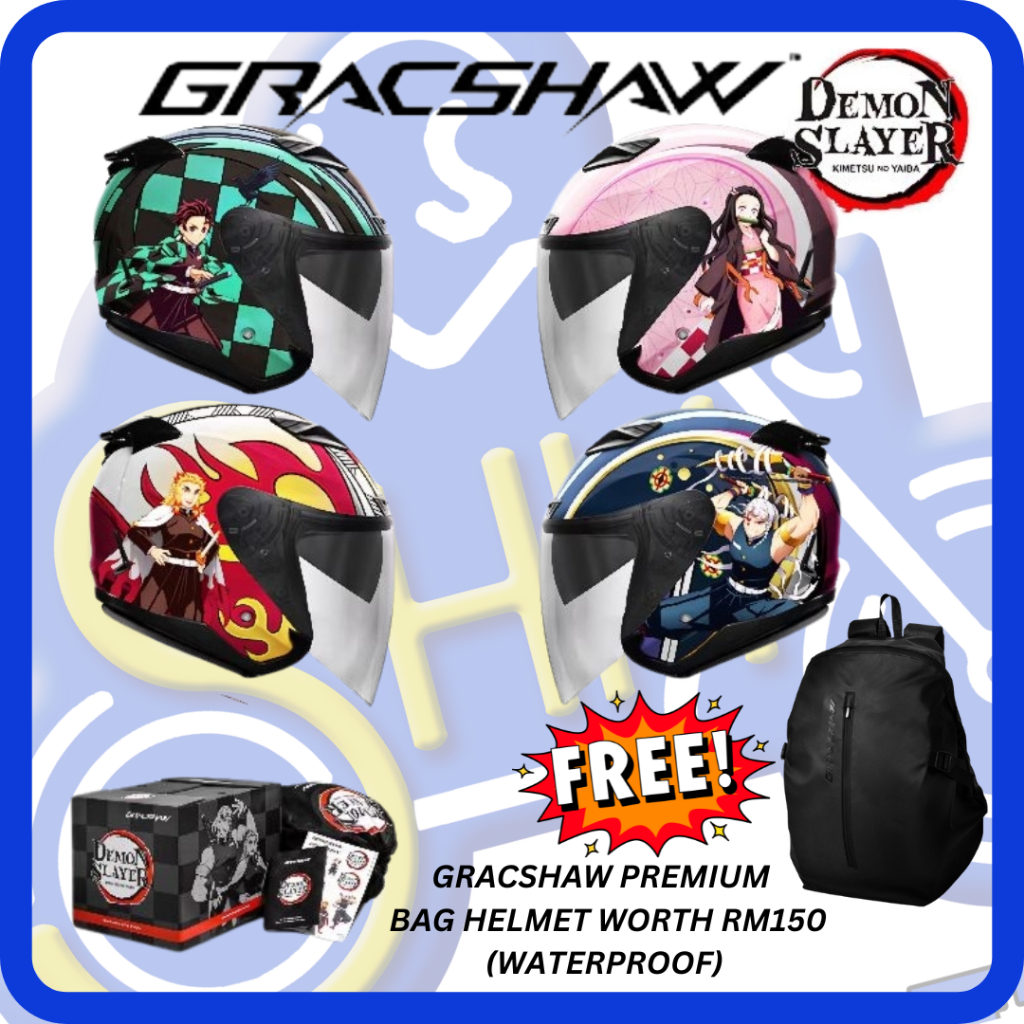 ORIGINAL GRACSHAW G535 HELMET NEW DESIGN DEMON SLAYER HELMET OPEN FACE ...