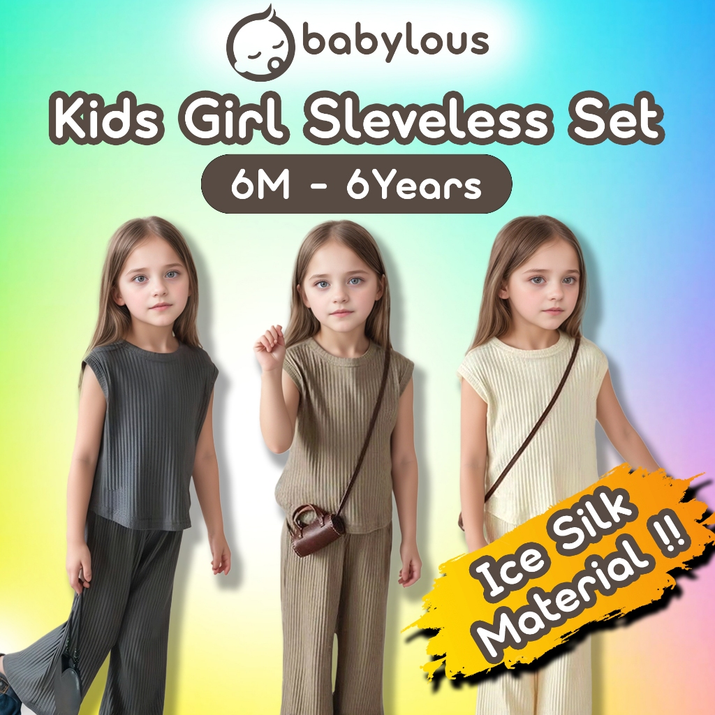 Kids Girl Sleeveless Summer Blouse Set Baju Budak Perempuan Retro Style ...