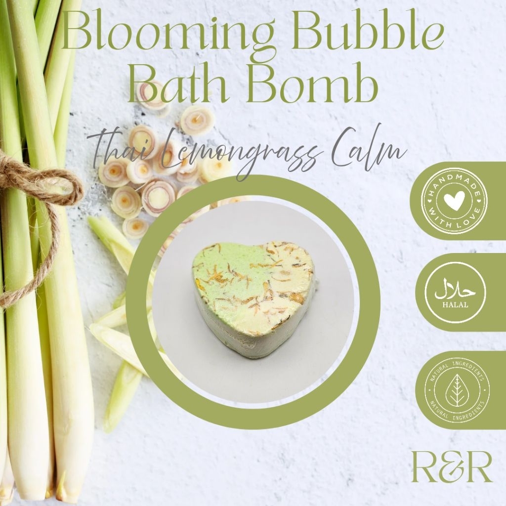 R&R Blooming Bubble Bath Bomb - Thai Lemongrass Calm (Halal&Handmade ...