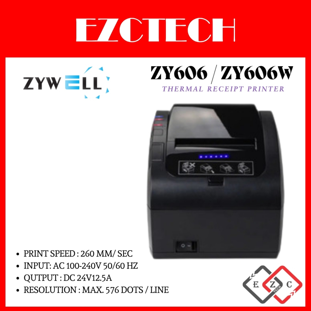 Zywell ZY606 ZY606W Thermal Receipt Printer 80mm POS Printer Usb+Lan ...