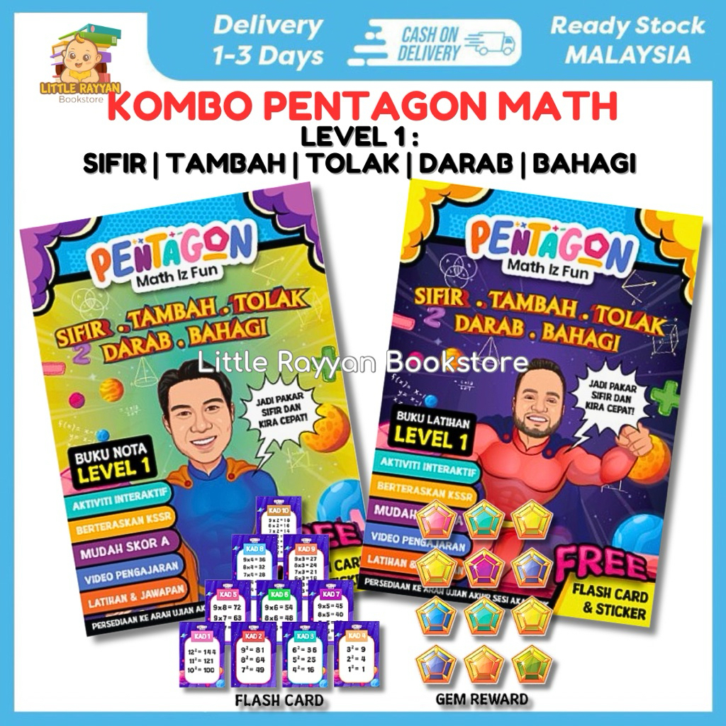 [PENTAGON MATH] KOMBO PENTAGON MATH LEVEL 1- SIFIR TAMBAH TOLAK DARAB ...