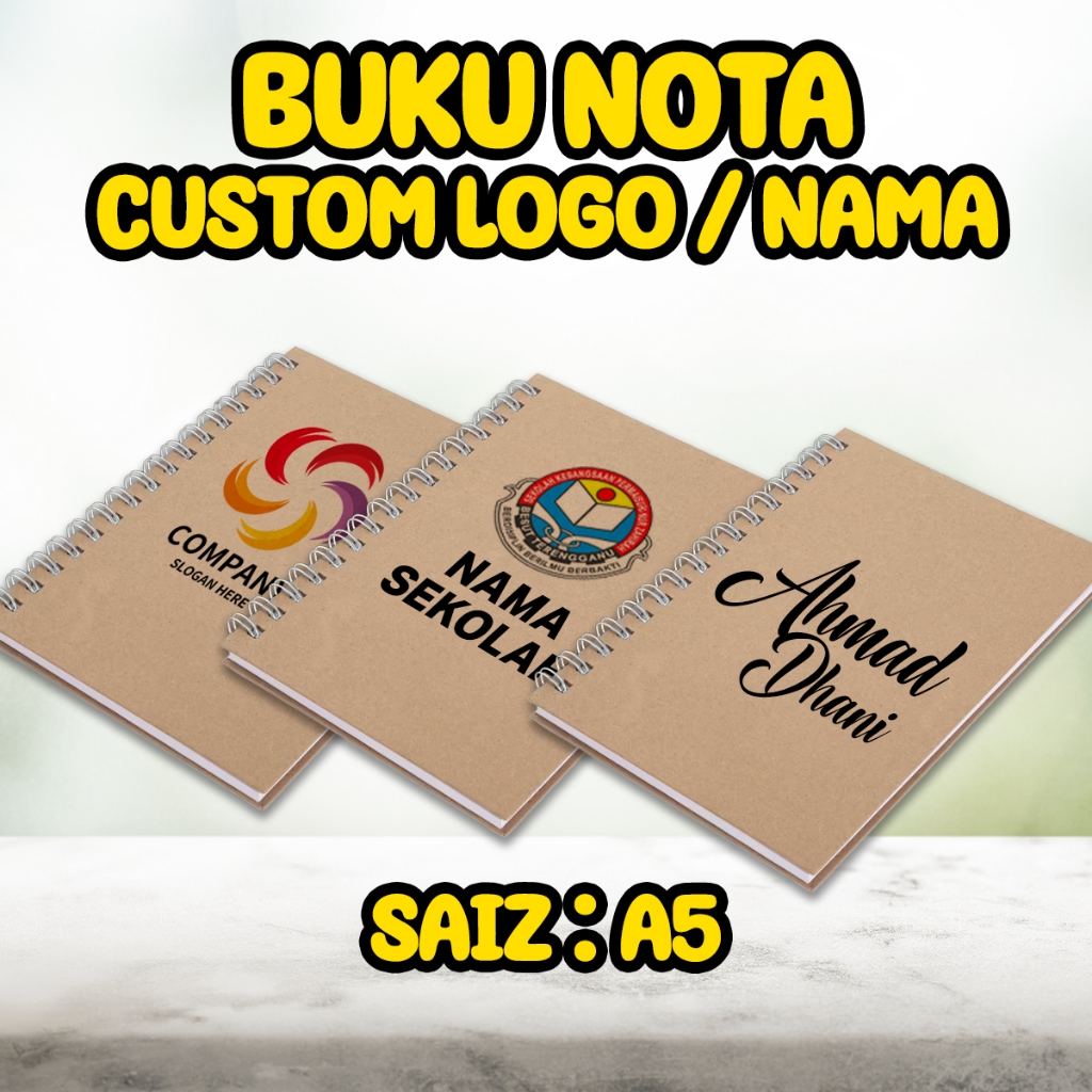 Customize Notebook BUKU NOTA CUSTOM Logo & Nama Saiz A5 60 sheets ...