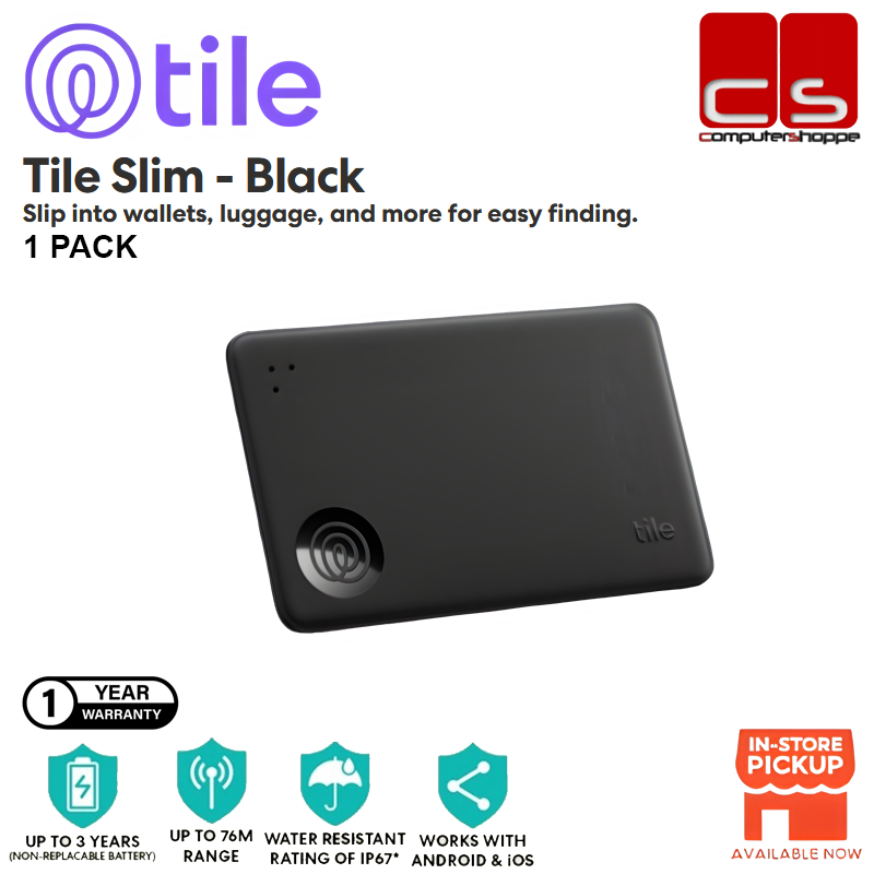 Tile Slim (2022) Black Bluetooth Tracker / 1-PACK / Thin Bluetooth ...
