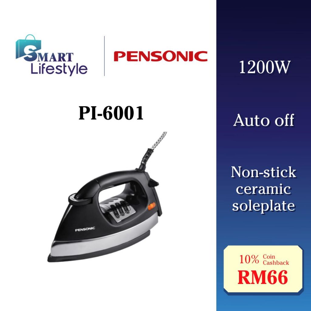 Pensonic (1200W) Dry Iron Non-stick Ceramic Soleplate PI-6001 / PI-6002 ...