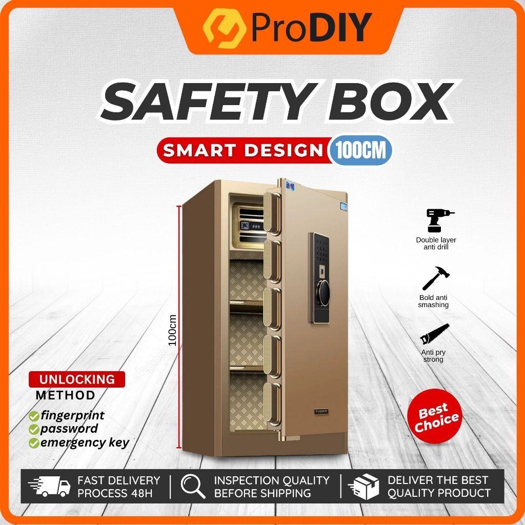 100CM Digital Safety Box Fingerprint Safe Box With Password Lock Money ...