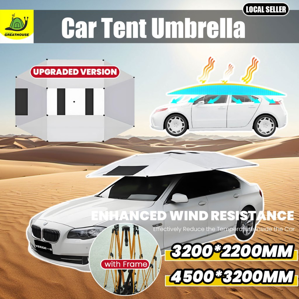 🇲🇾 New Silver Car Sun Shade Awning Car Tent Umbrella Roof Sunshade ...