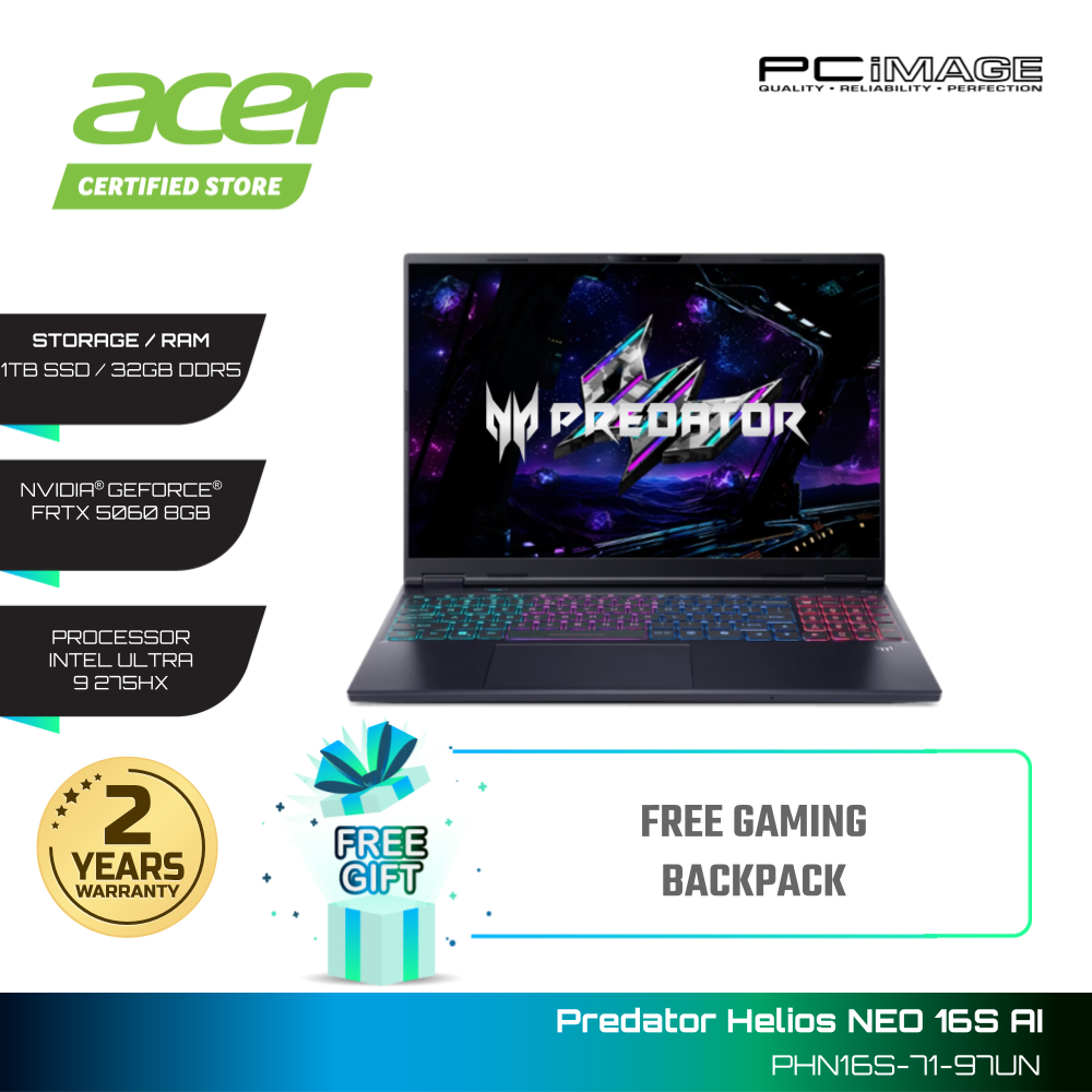 ACER PREDATOR HELIOS NEO 16S AI PHN16S-71-97UN/ULTRA 9 275HX/32GB D5 ...