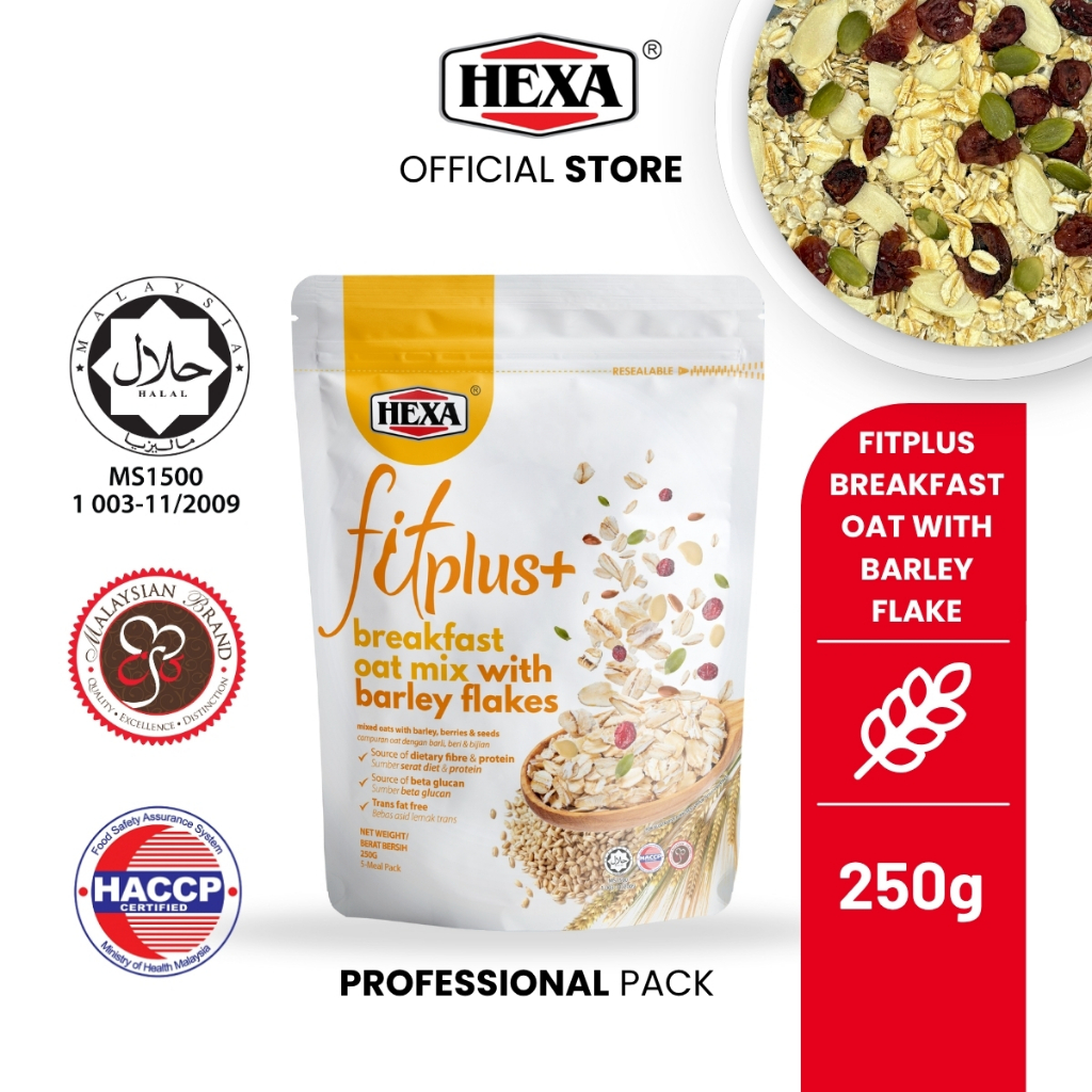 HEXA FitPlus Breakfast Oat Mix With Barley Flakes 250gm | Shopee Malaysia
