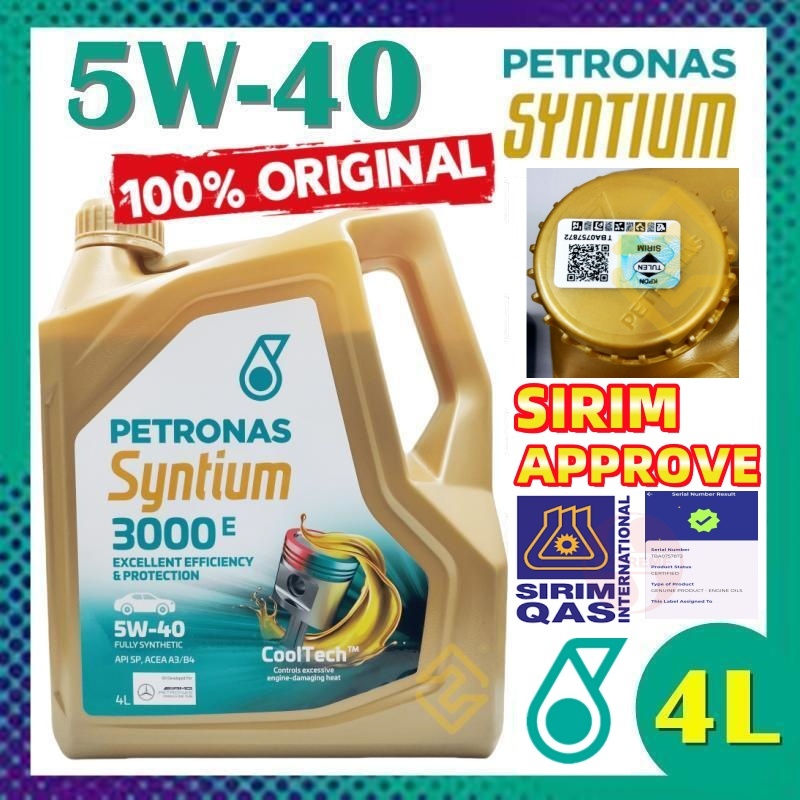 S2U Petronas Engine Oil Syntium 3000 5W40 Fully Synthetic 4Liter Vios ...
