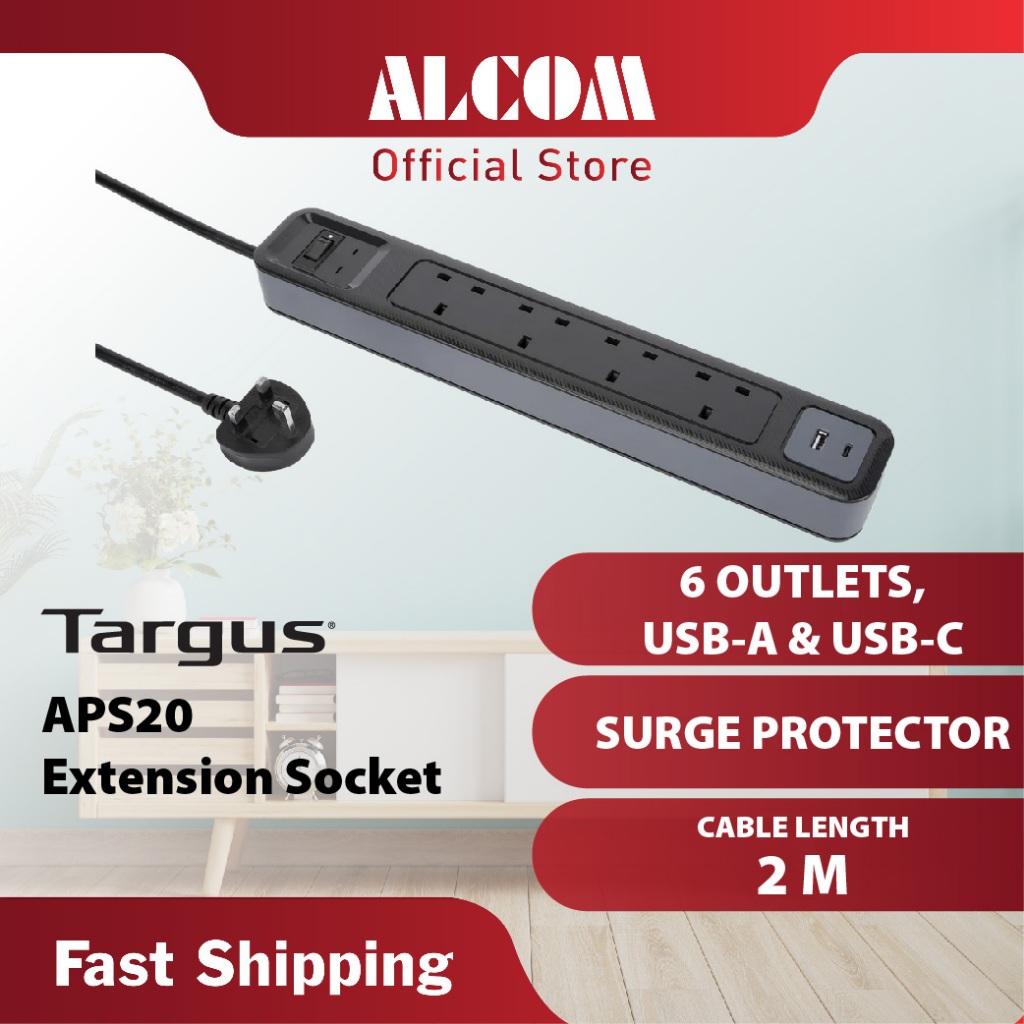 TARGUS APS20 Surge Protection with 4 Surge, USB, Type-C Ports, 2m ...