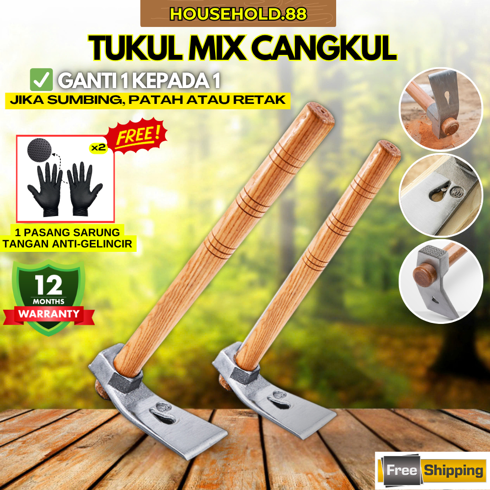 Tukul Mix Cangkul Serbaguna 3 Dalam 1 Termasuk Tukul Besi, Kayu, Paku ...