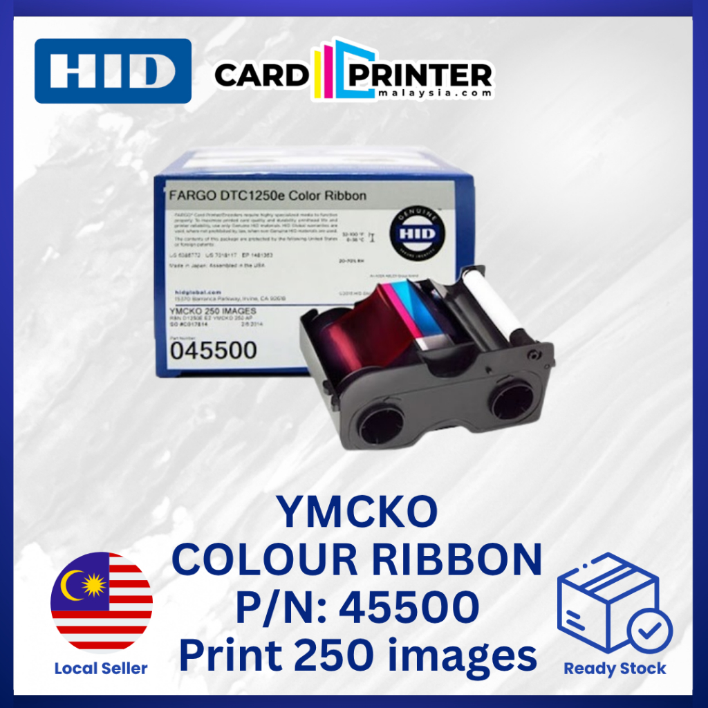 EZ YMCKO HID Fargo C50/DTC1000/DTC1250e Printer Card ID Ribbon ...