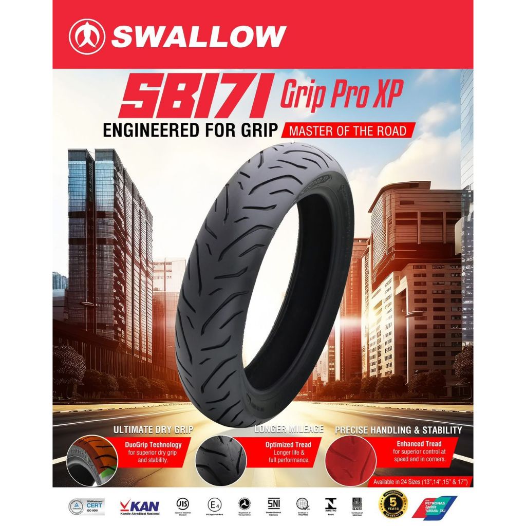 SWALLOW TYRE SB171 TIUBLESS TAYAR GRIP PRO XP DUA COMPOUND CAMPUR LAGI ...
