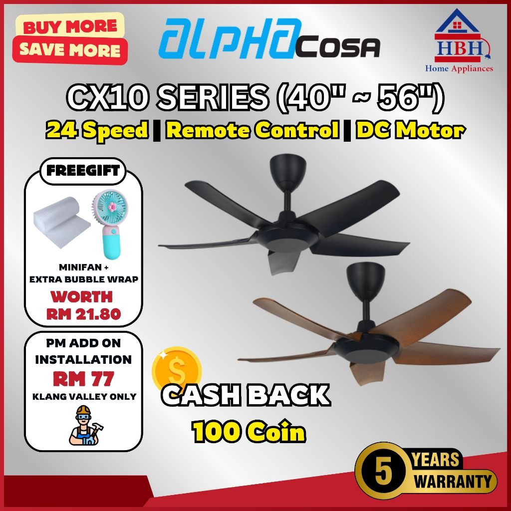 【FreeGift】Alpha CX10 56” / Deka SCX PRO Ceiling Fan – 5-Speed Remote ...
