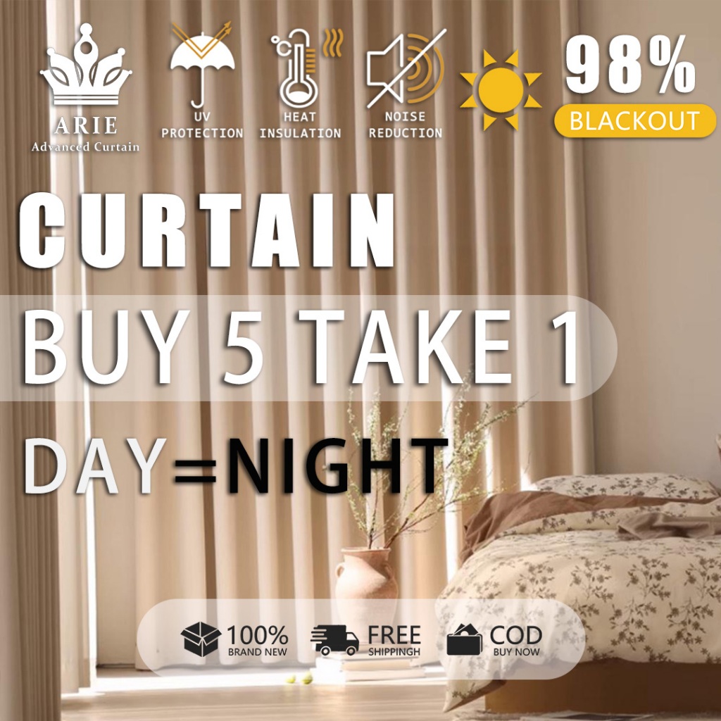 BUY 5 TAKE 1 MUJI Style Blackout Curtain 90-99% Blackout Siap Jahitan ...