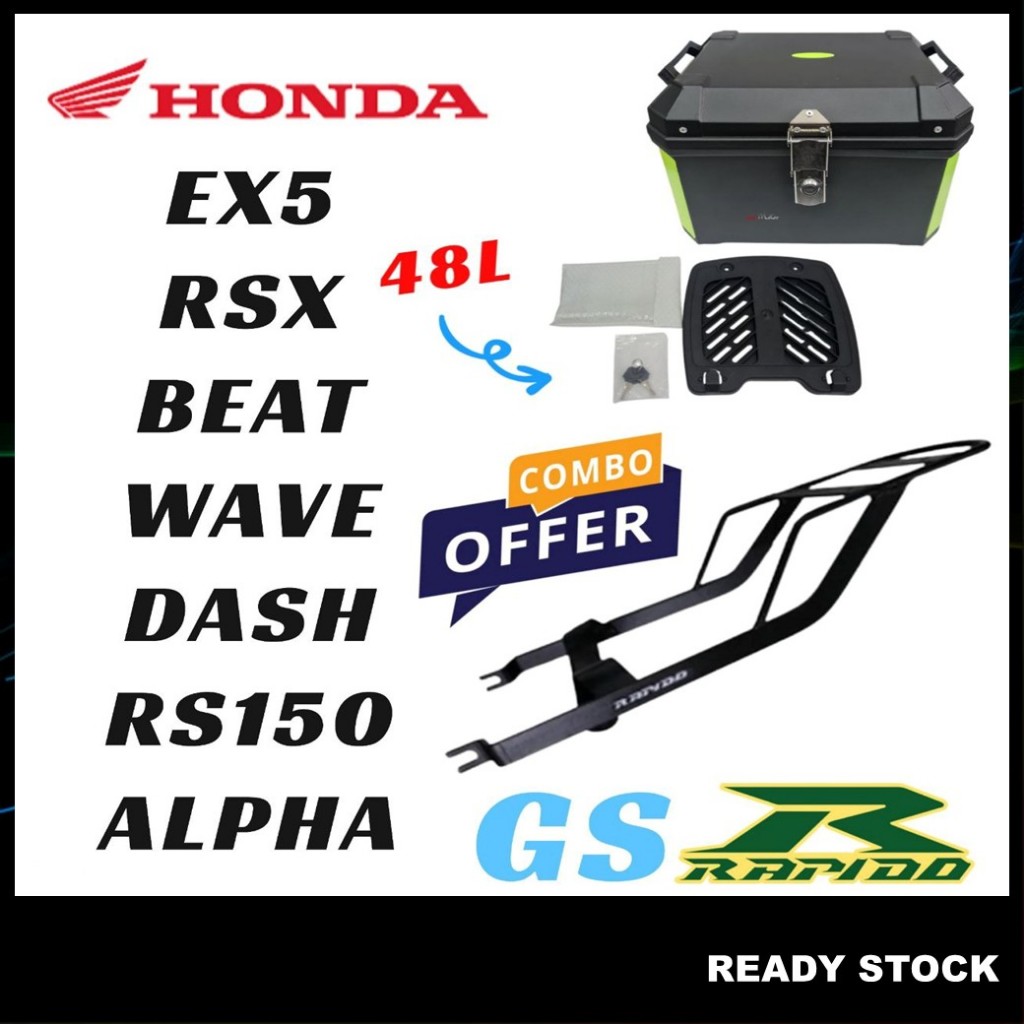 (Honda) GS 48L Motorcycle Top Box+Rapido Monorack RS150 EX5 Dream Beat ...