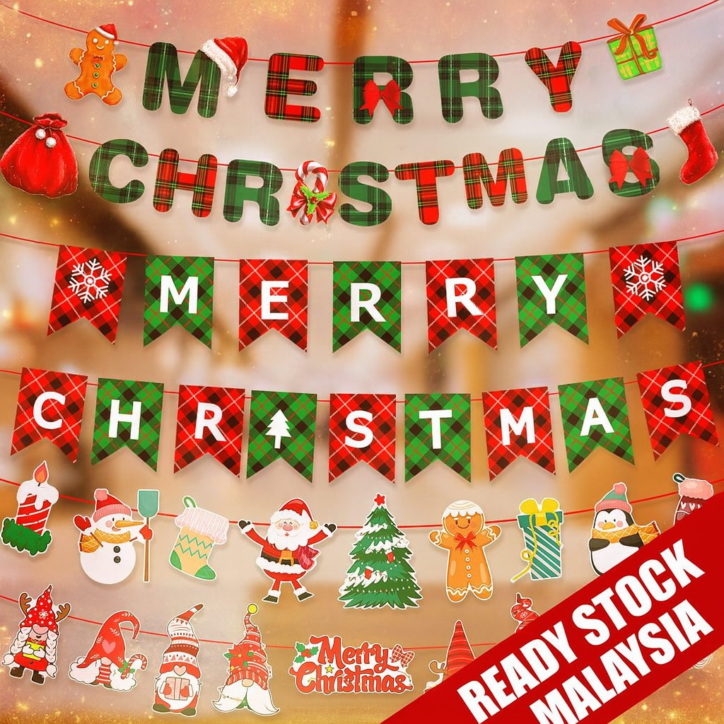 Msia (Ready Stock) 3 Meter Christmas Flag Pull Banner Merry Xmas Party ...