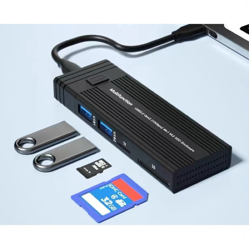 Hard Drive Box USB 3.2 Card Reader HUB Docking Station 4-in-1 External ...