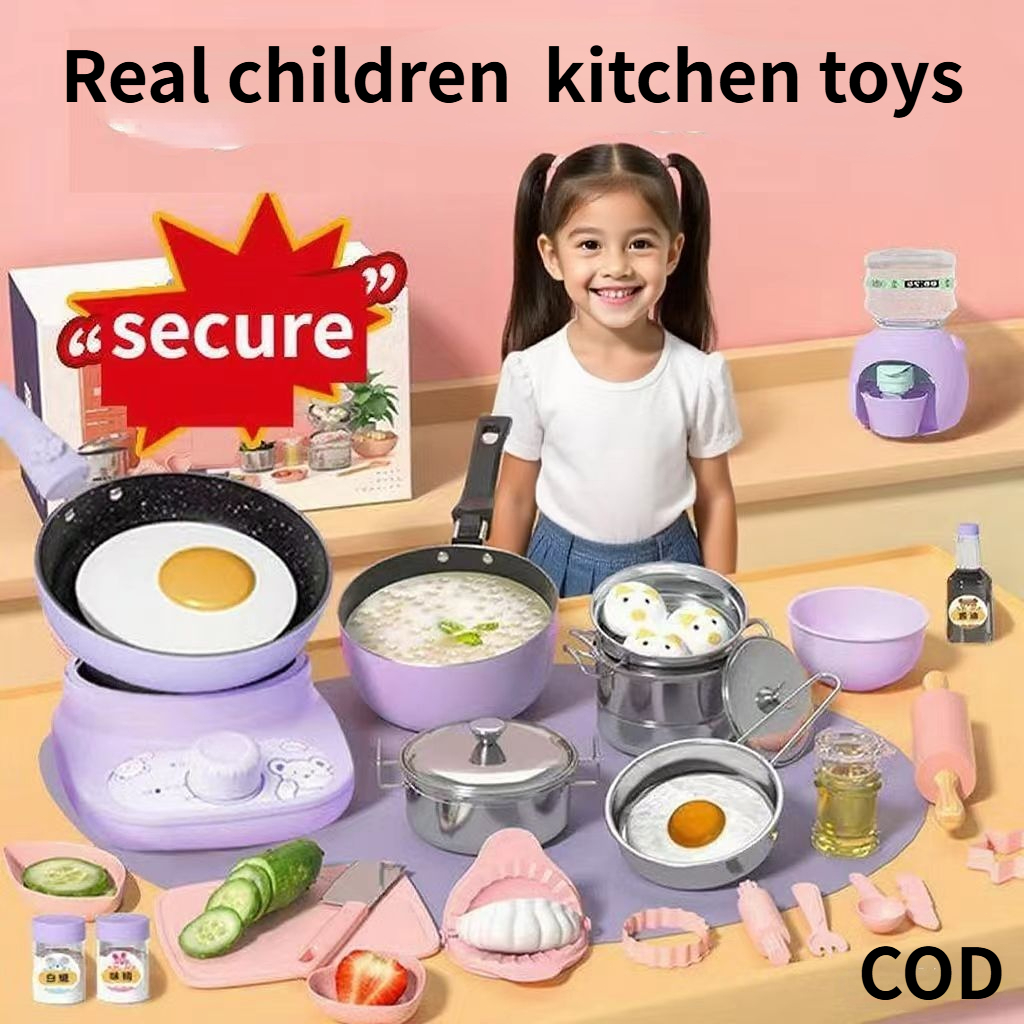 COD 6/13/35/55PCS Real Mini Cooking Set For Kids Kitchen Toys Set for ...