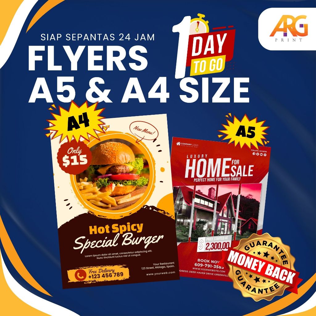 Flyers Printing. Digital Printing Size A5 & A4 1 hari Siap | Shopee ...