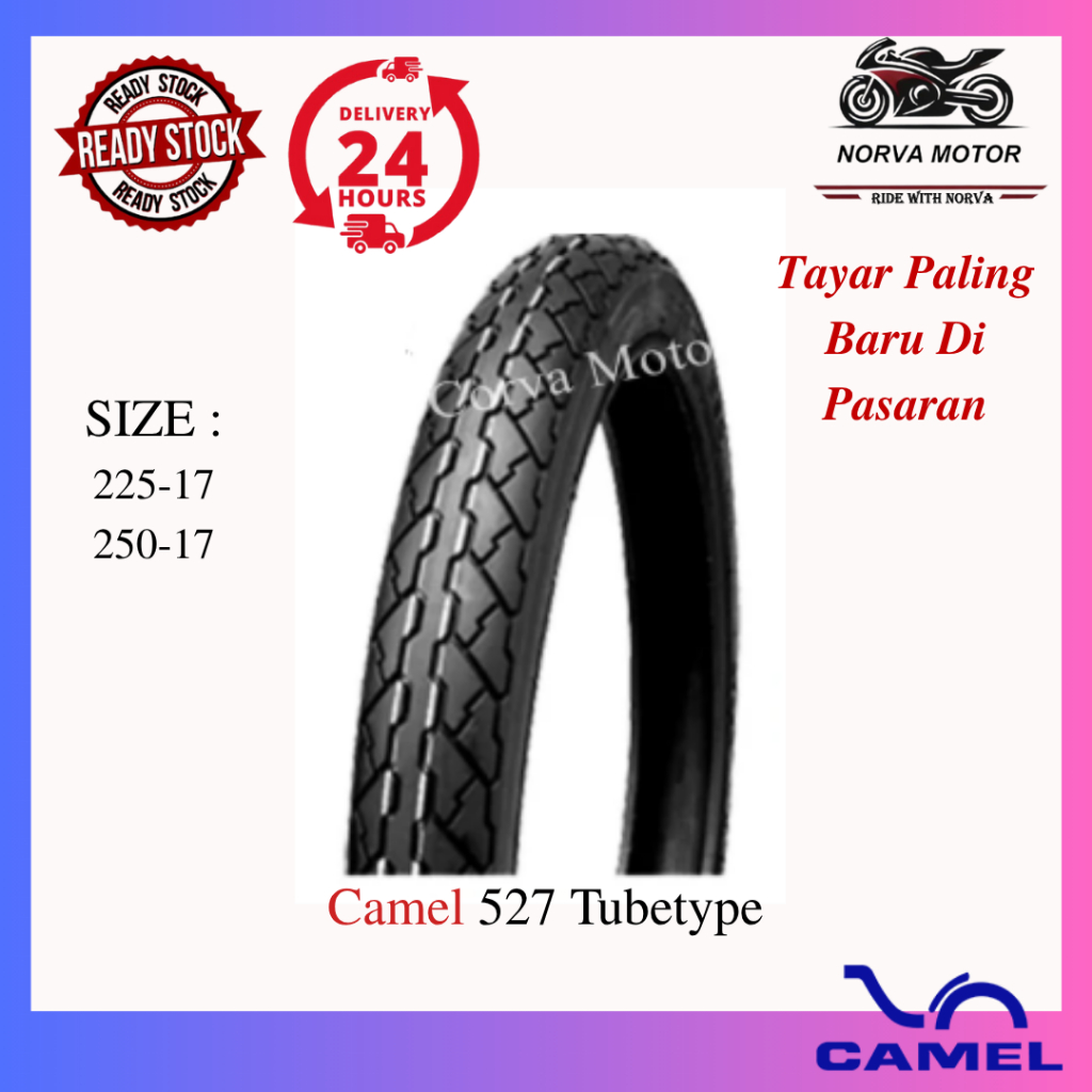 Norva Motor Tayar Camel Tiub Motosikal Murah Camel Cm-527 225-17 2.25 ...